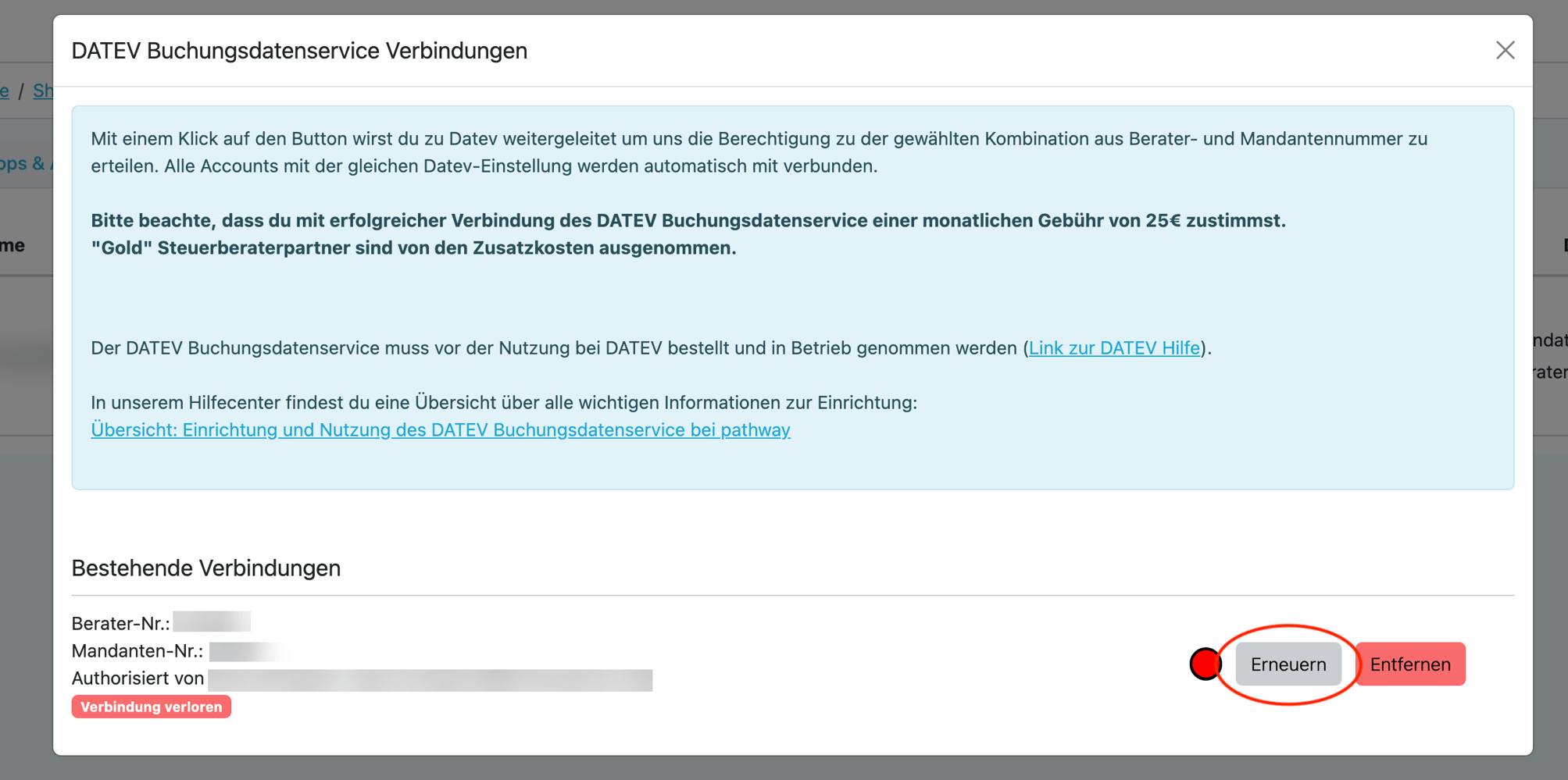 Wie erneuere ich die DATEV API?