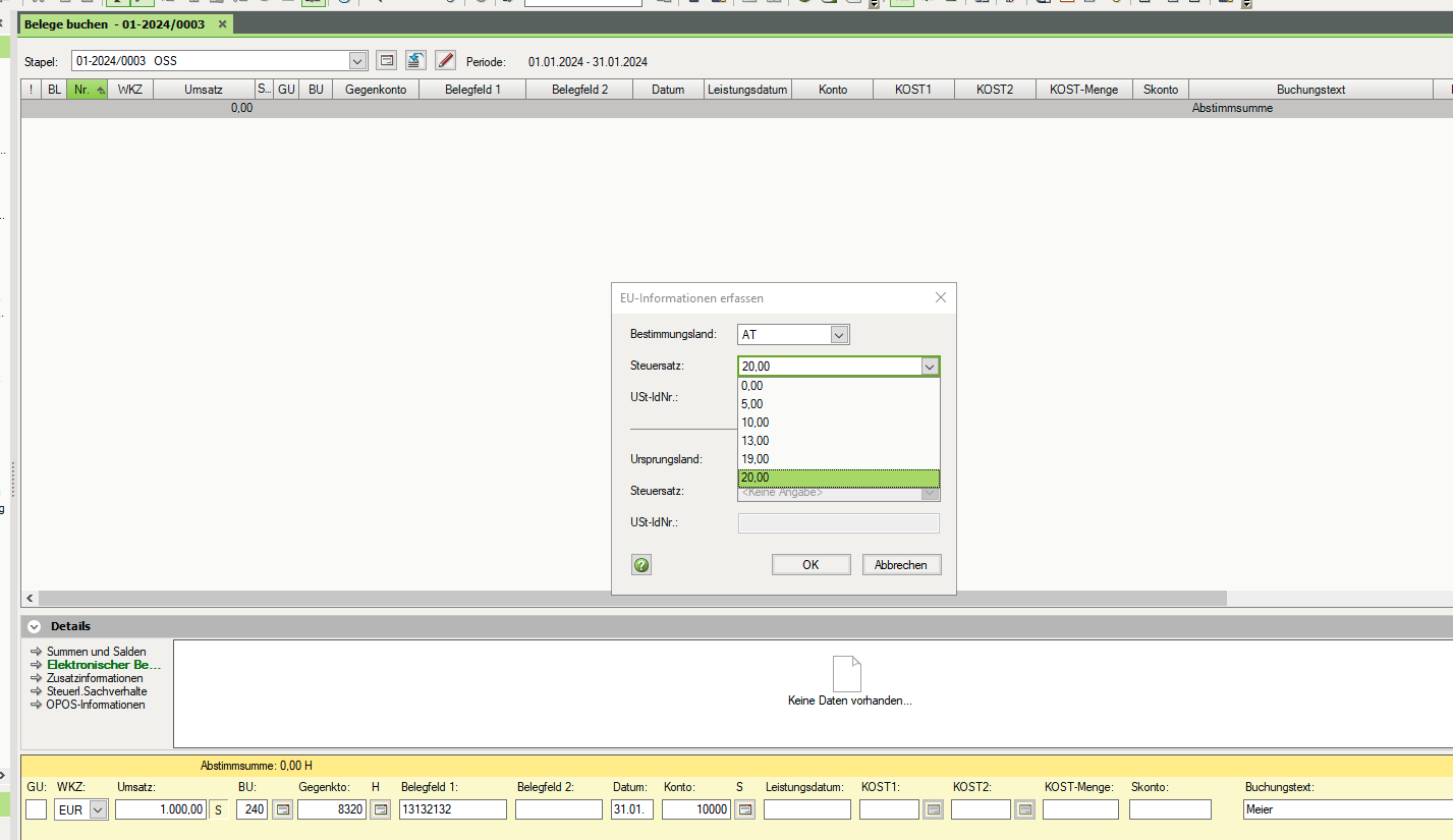 OSS Buchung in DATEV und Erstellung der OSS Meldung an die BOP (BzSt ...