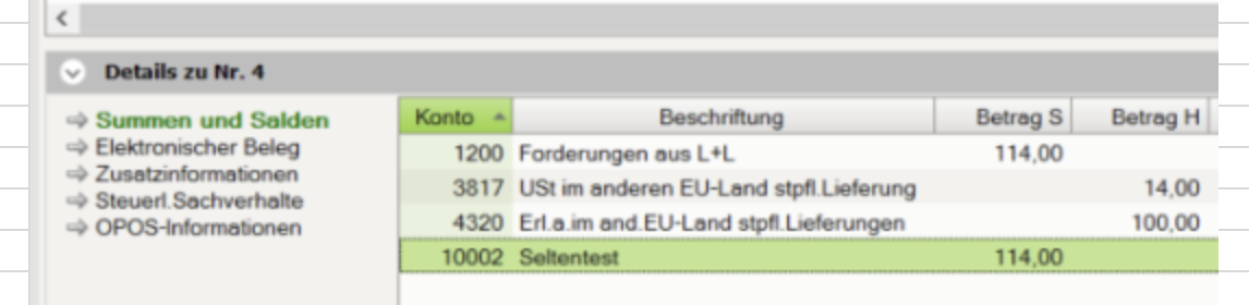 OSS Konteneinrichtung in DATEV